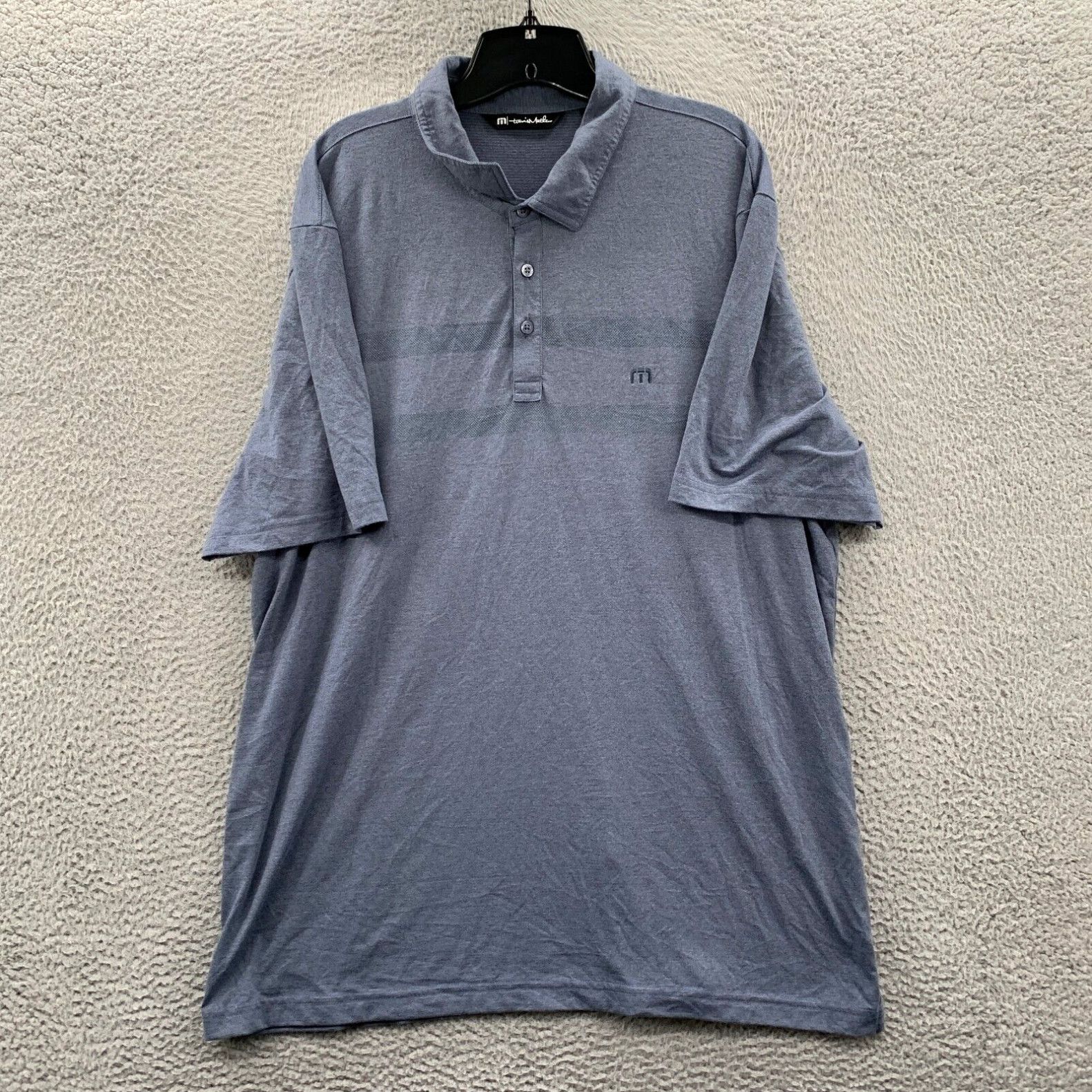 Vintage TRAVIS MATHEW Polo Shirt Mens XXL Short Sleeve Blue Golf Logo ...