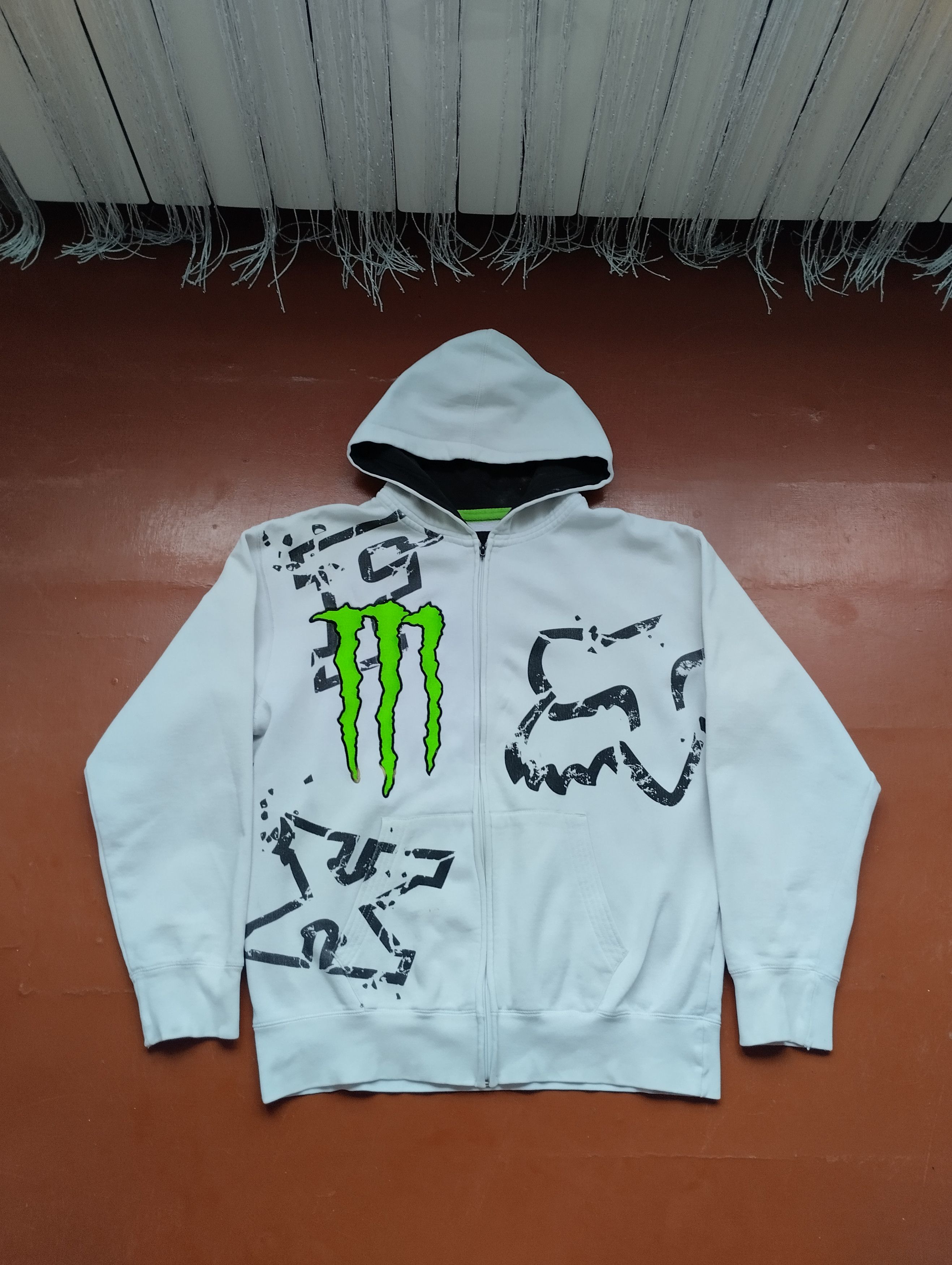 Fox Racing RARE Y2K Monster Energy Fox Racing Zip Up Hoodie | Grailed