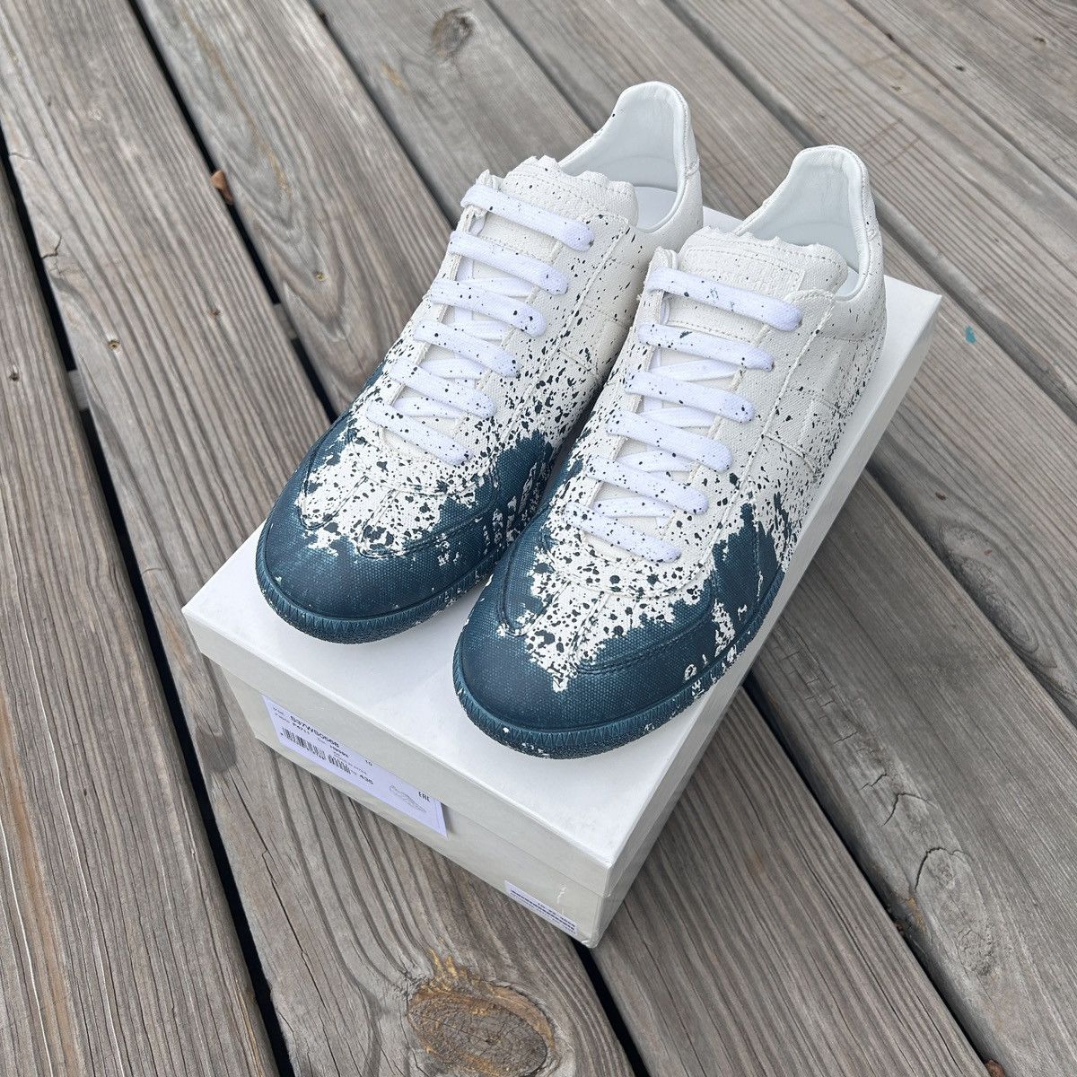Maison Margiela Maison Margiela Canvas GAT Blue Paint Splatter | Grailed