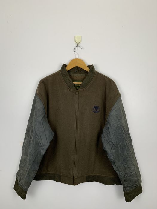 Timberland Vintage 90s Timberland Sleeve Leather Varsity Jacket | Grailed