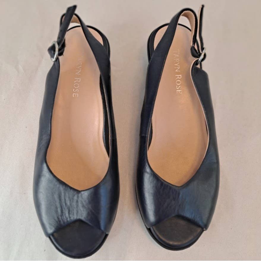 Other Taryn Rose Slingback 1.5" Wedge Sandals 6.5 Tellie Navy | Grailed