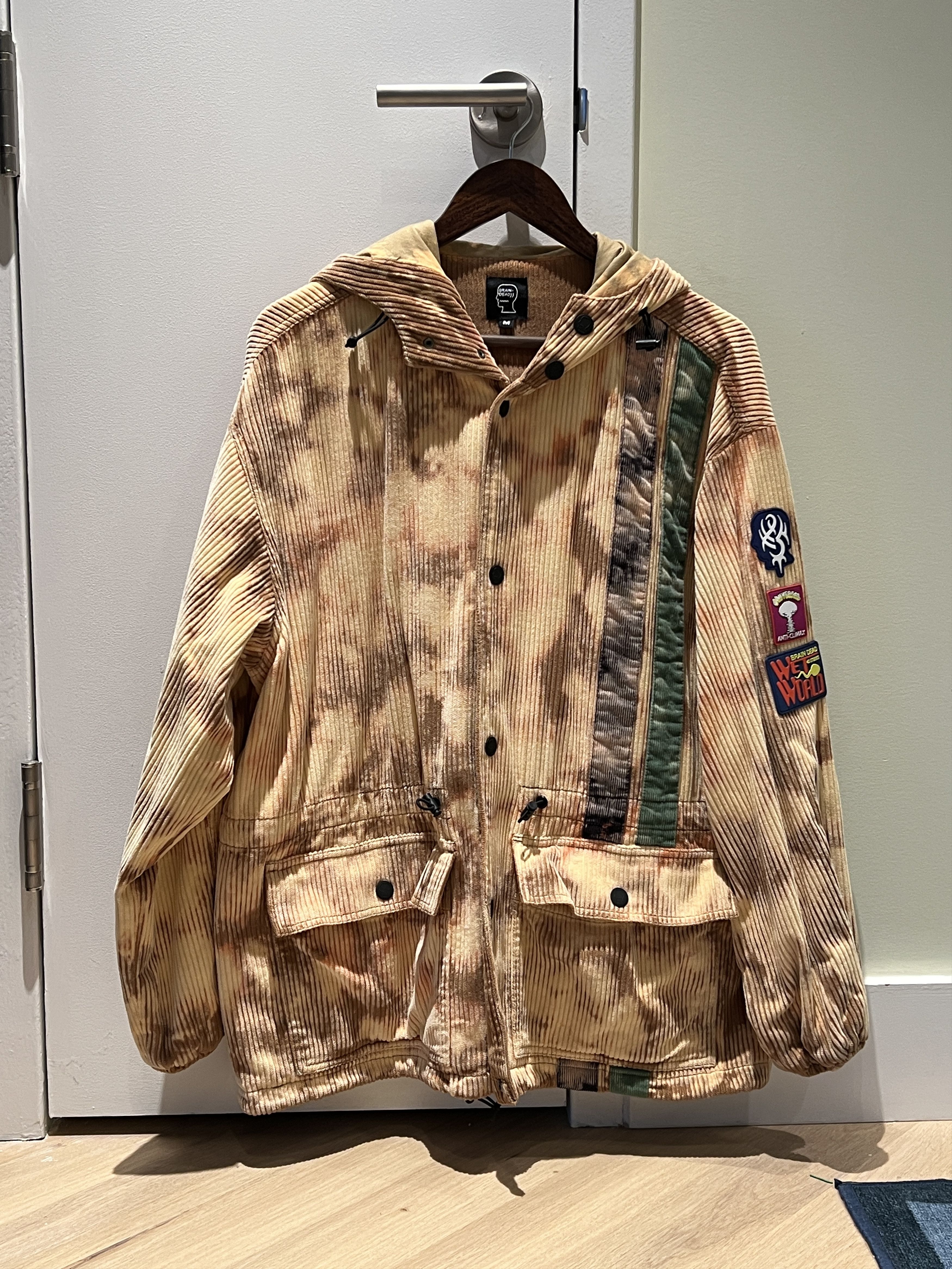 Brain Dead Brain Dead Corduroy Hooded Racing Jacket in Cream | Grailed