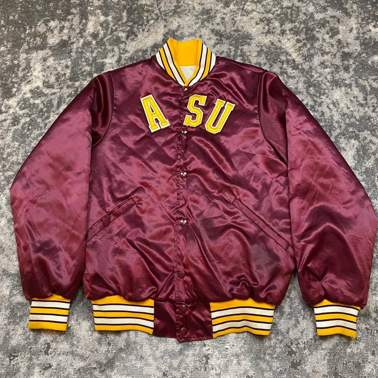 Streetwear × Vintage Vintage 80s ASU Arizona State Satin Bomber Jacket ...
