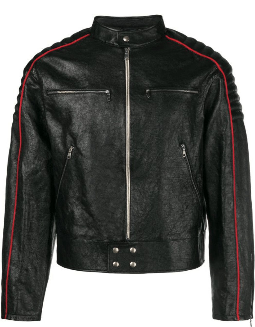 Gucci Print Leather Motorcycle Jacket Black | Grailed