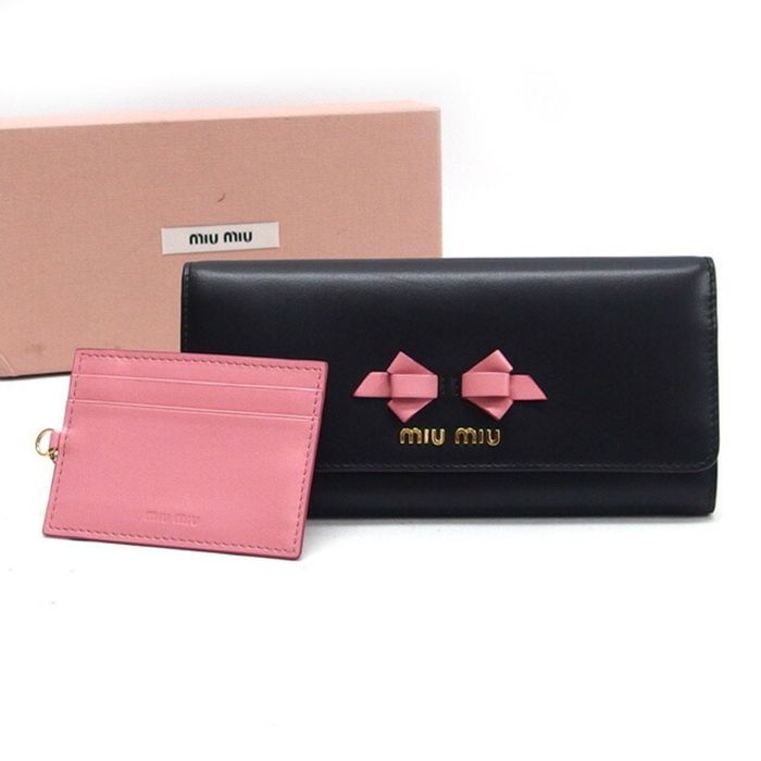 Miu Miu MIU MIU Miu bi-fold long wallet ribbon pass pink | Grailed