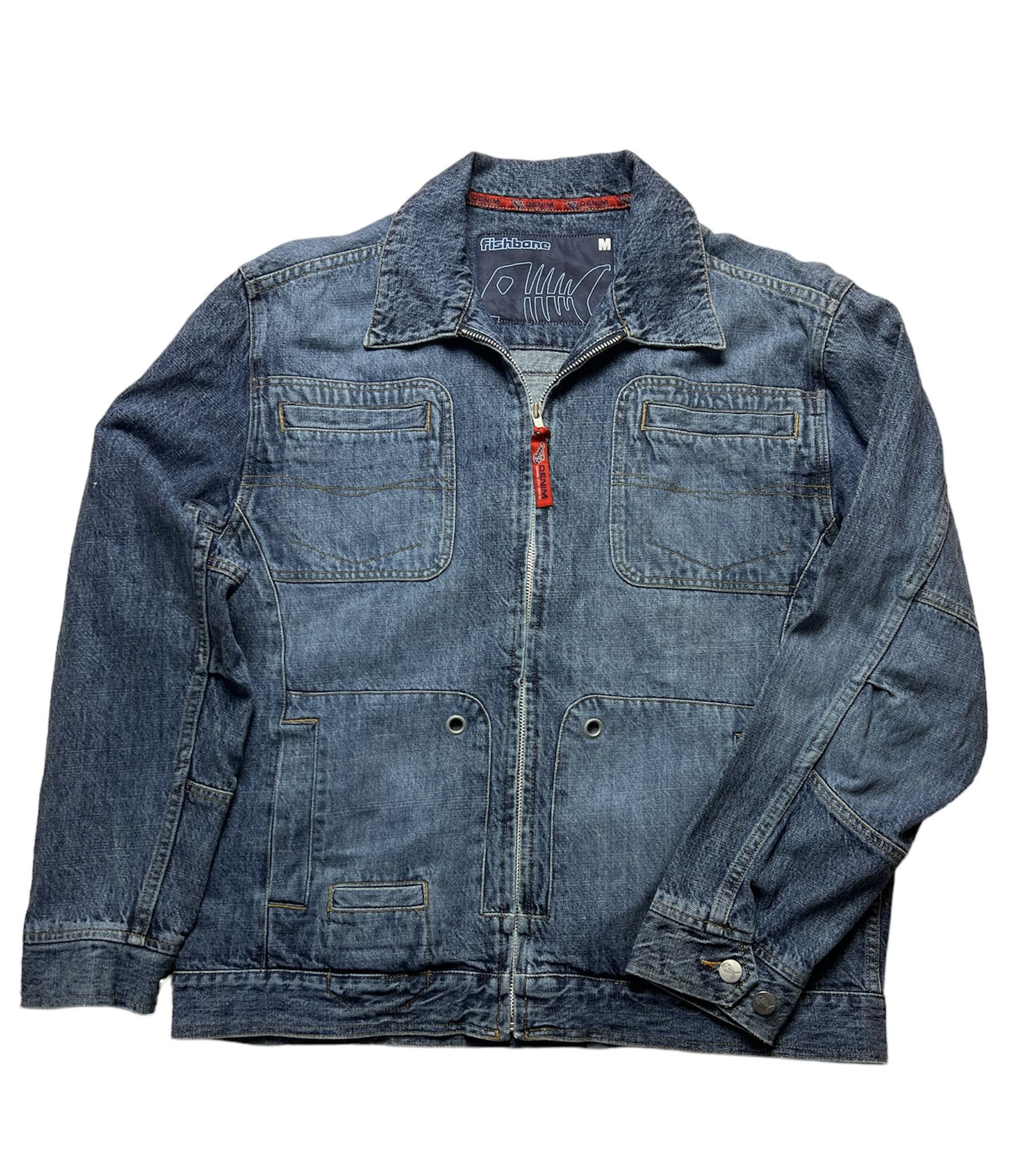 Vintage Fishbone Denim Jacket Zip up Streetwear Vintage Rare 💥🔥 | Grailed