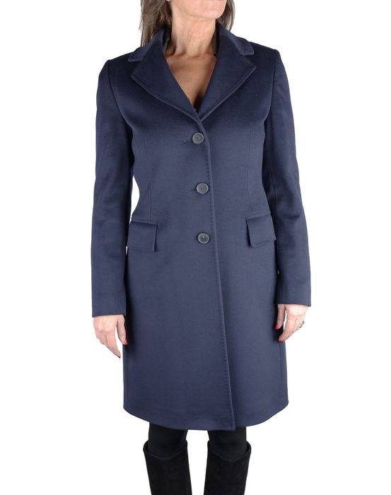 Designer Made in Italy Elegant Virgin Wool Blue Coat with Belt | Grailed