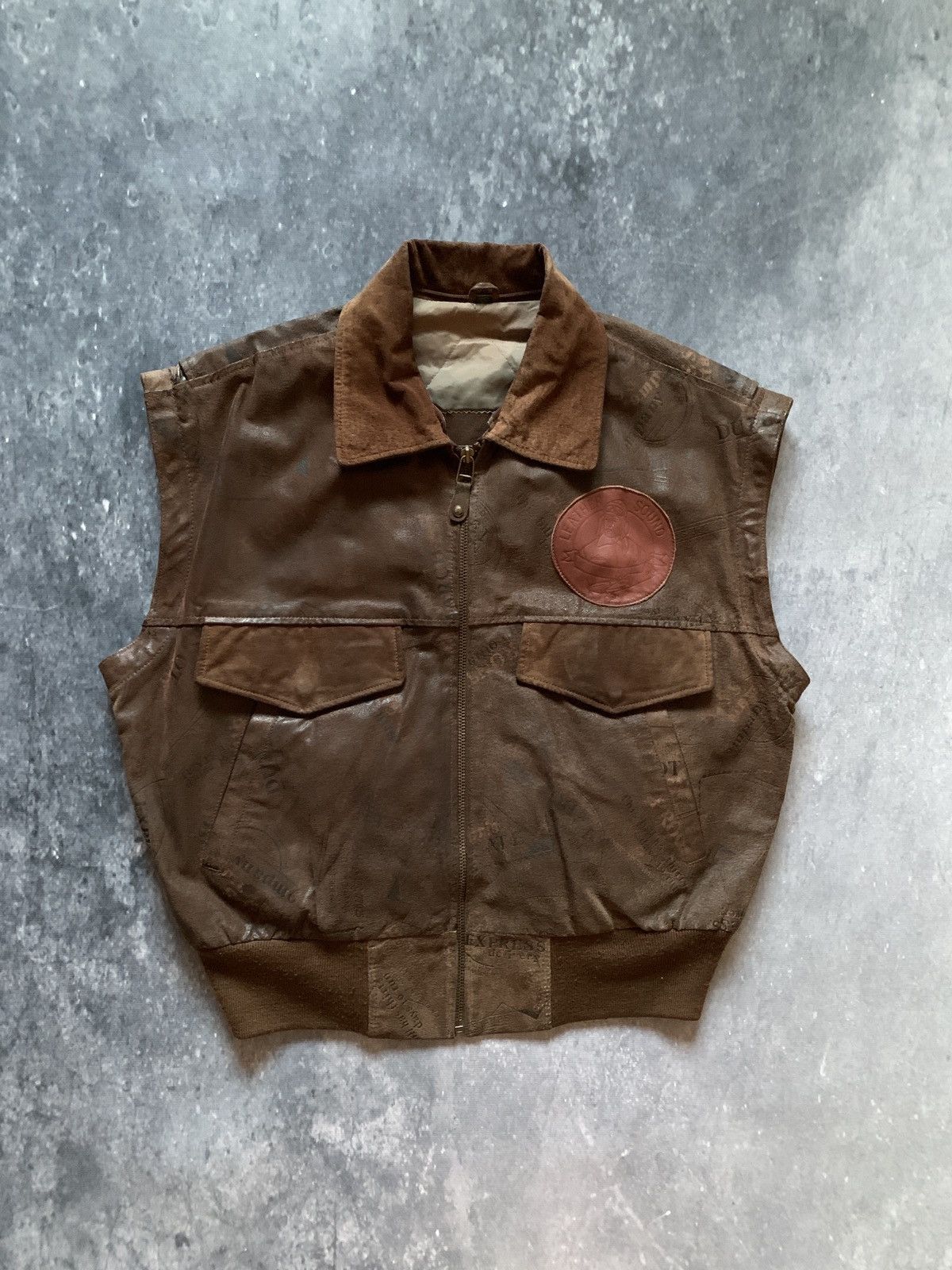 Very Rare Vintage Leather Sound Leather Vest Pilot Jacket Avirex Style ...