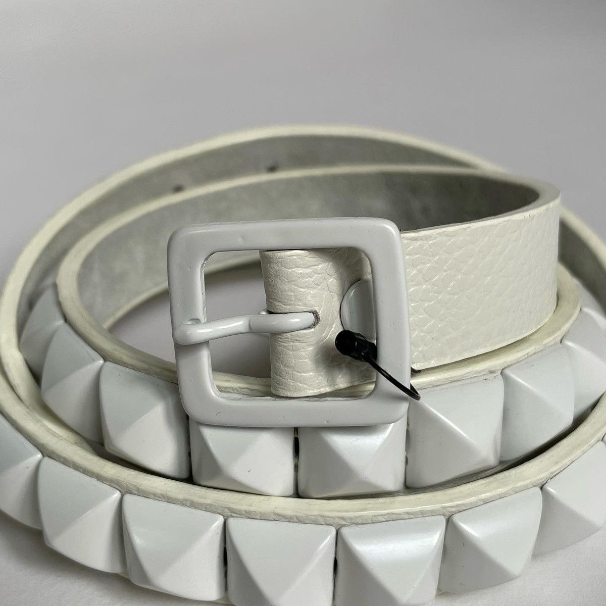 Undercover White Leather Pyramid Stud Belt | Grailed