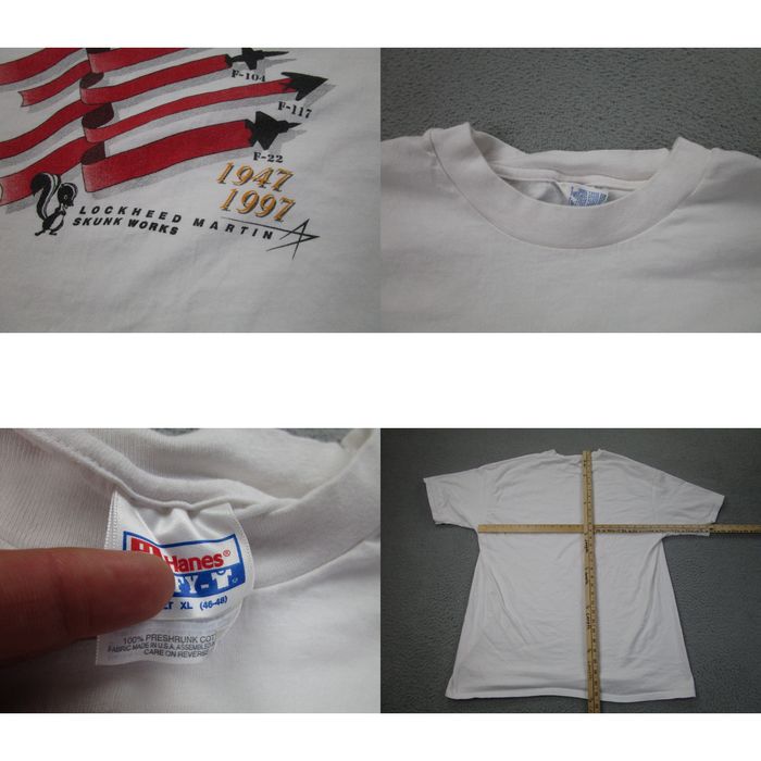 Hanes VINTAGE Lockheed Martin Shirt Mens XL White USAF 90s Jet Planes ...