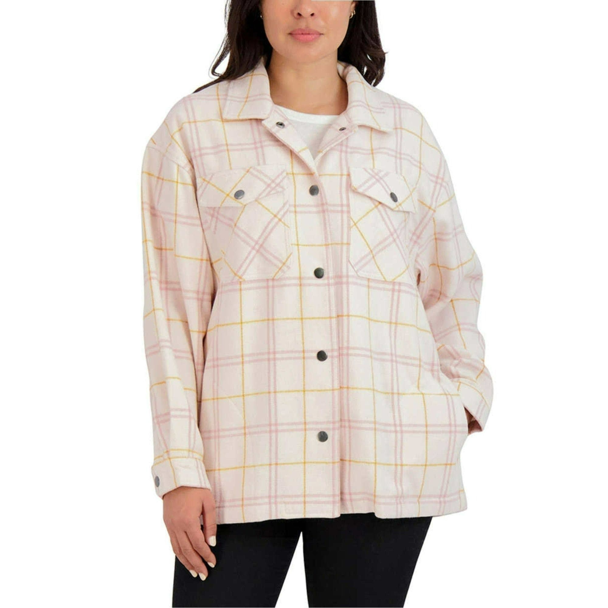 Other NWT HFX Relaxed Fit Front Snap Cozy Plaid Shirt Jacket | Grailed
