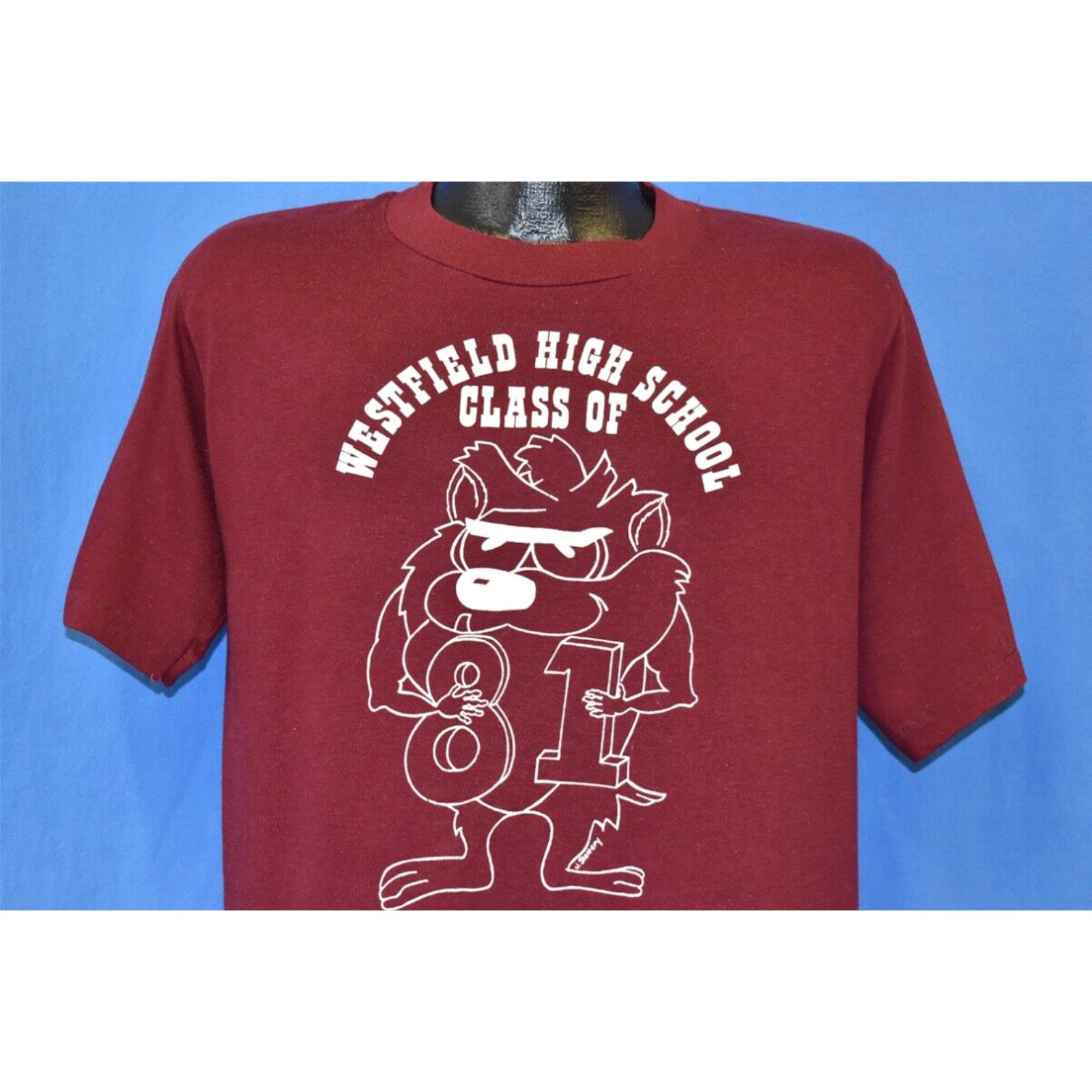 Vintage vtg 80s WESTFIELD HIGH SCHOOL CLASS OF 1981 TASMANIAN DEVIL ...