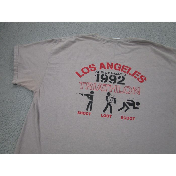 Gildan VINTAGE LA Riots Shirt Men XL Gray Triathlon Cancelled Shoot ...
