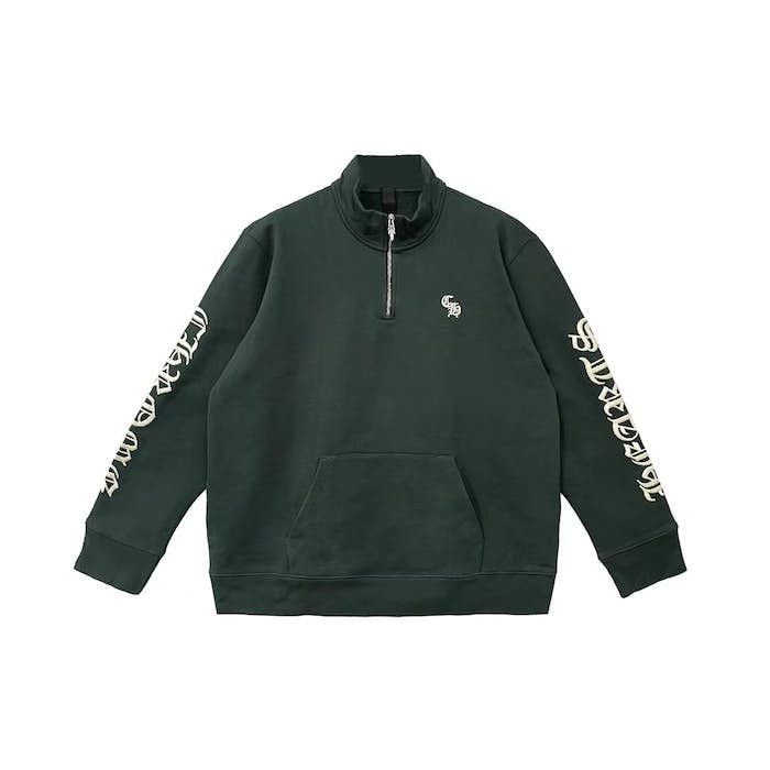 Chrome Hearts chrome hearts script logo embroidery half zip GREEN Small ...