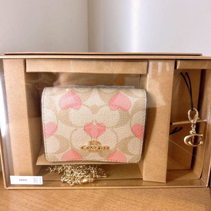 Coach Boxed Mini Wallet On A Chain In Signature Canvas With Heart | Grailed