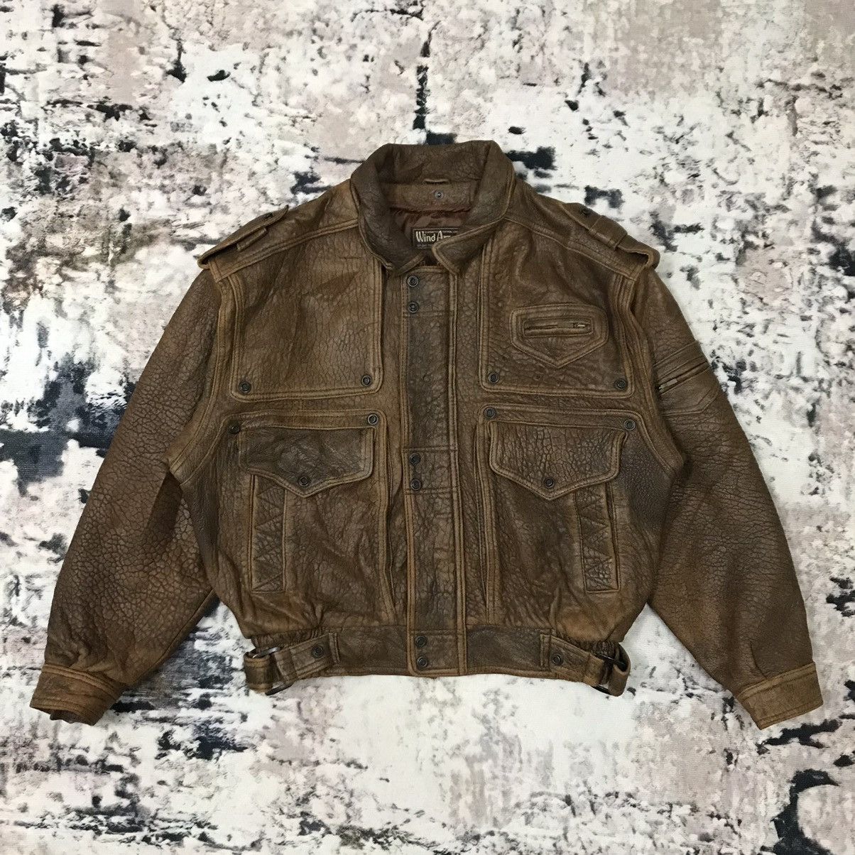 Japanese Brand × Leather Jacket × Vintage Vintage Wind Armor Bomber ...