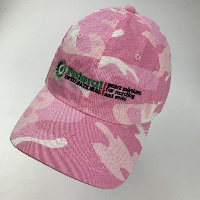 Vintage Federal International Pink Camouflage Ball Cap Hat Adjustable ...