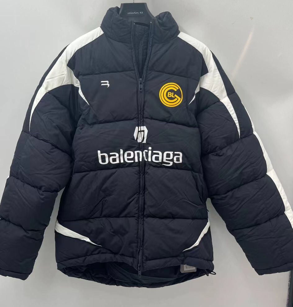 Balenciaga Balenciaga Black And White Football Print Logo Down Jacket ...