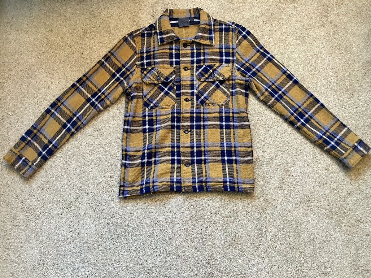 Naked & Famous Naked & Famous Heavy Yellow Blue Flannel Shirt Size ...