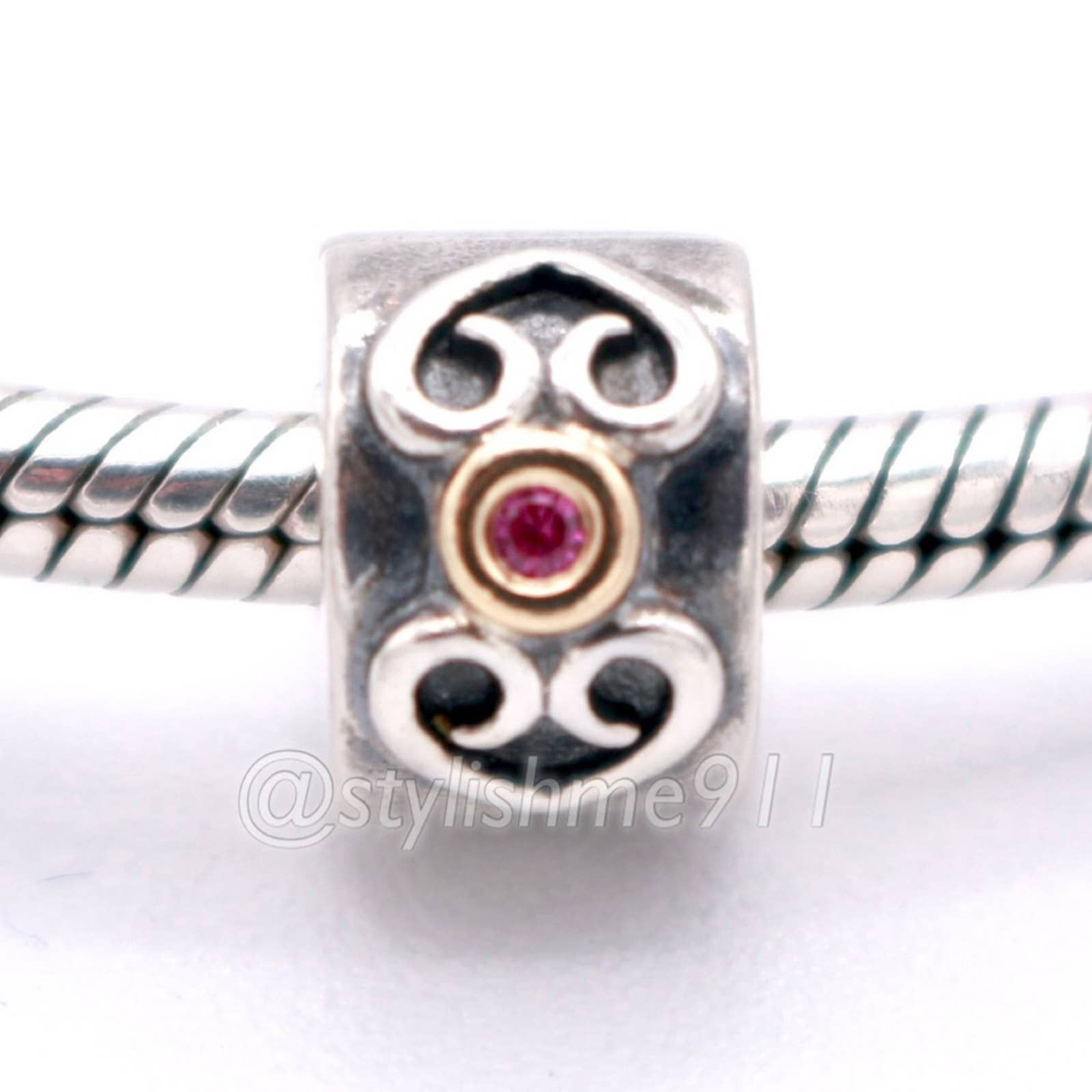 pandora RARE Authentic PANDORA Double Heart Pink Sapphire Clip | Grailed