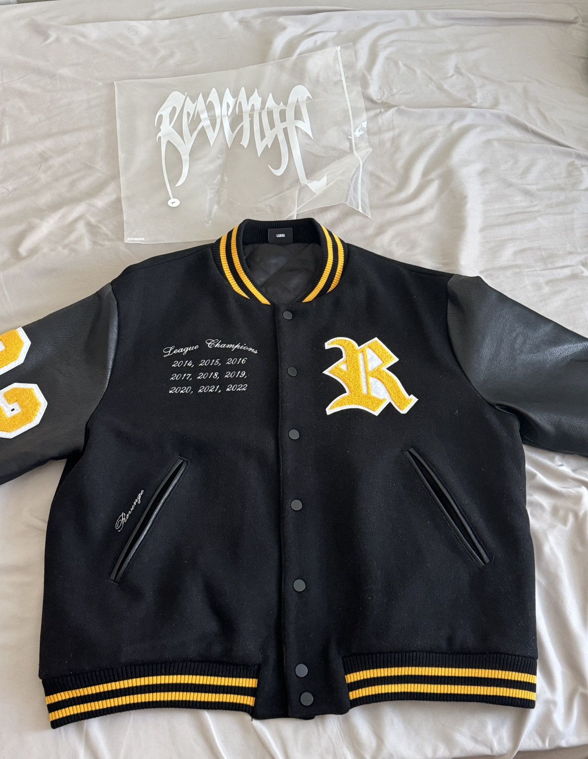Revenge Revenge BLACK ROTTWEILER VARSITY JACKET | Grailed