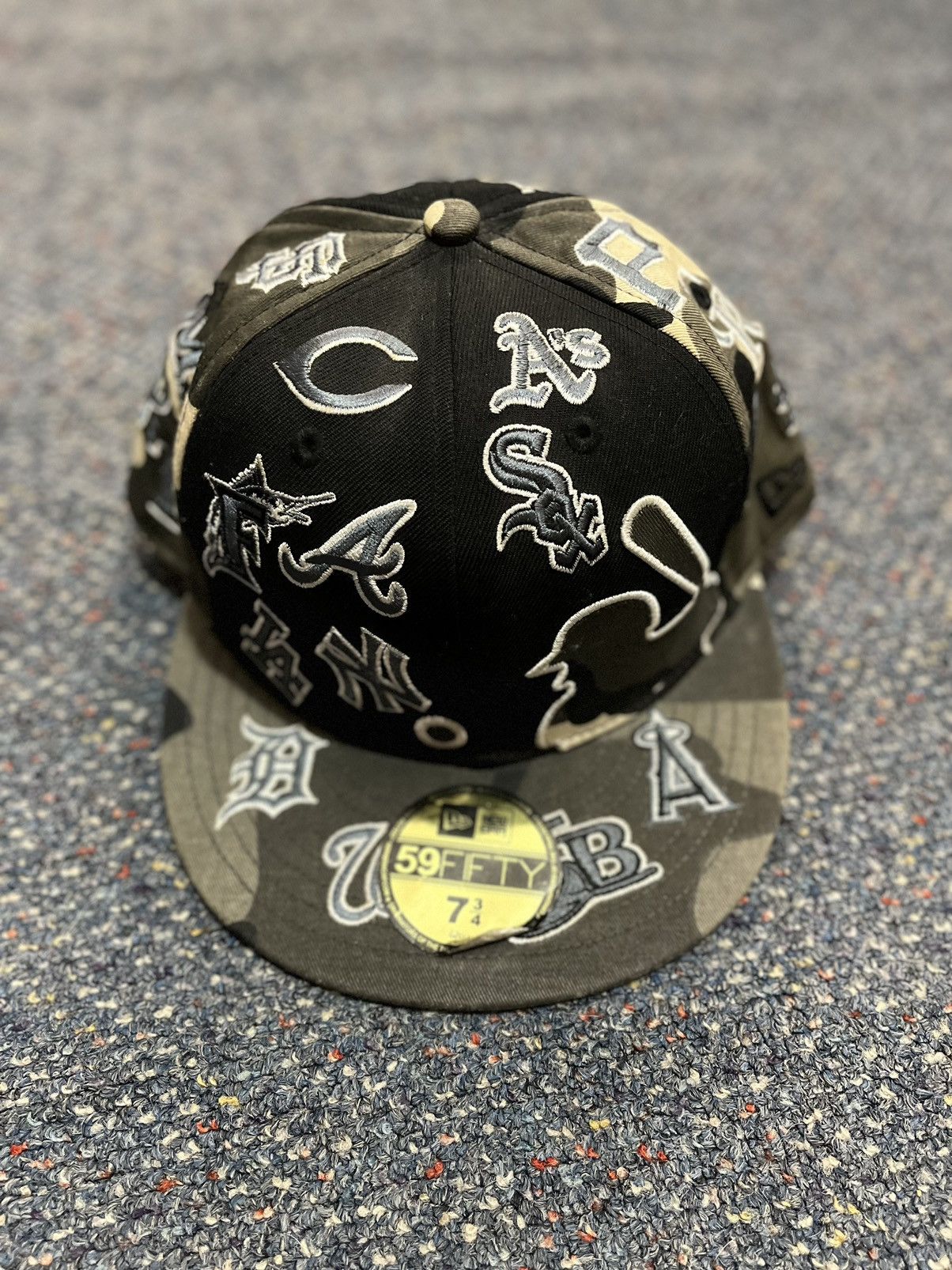New Era × Vintage Vintage Y2K New Era All Over Logo Fitted Hat | Grailed