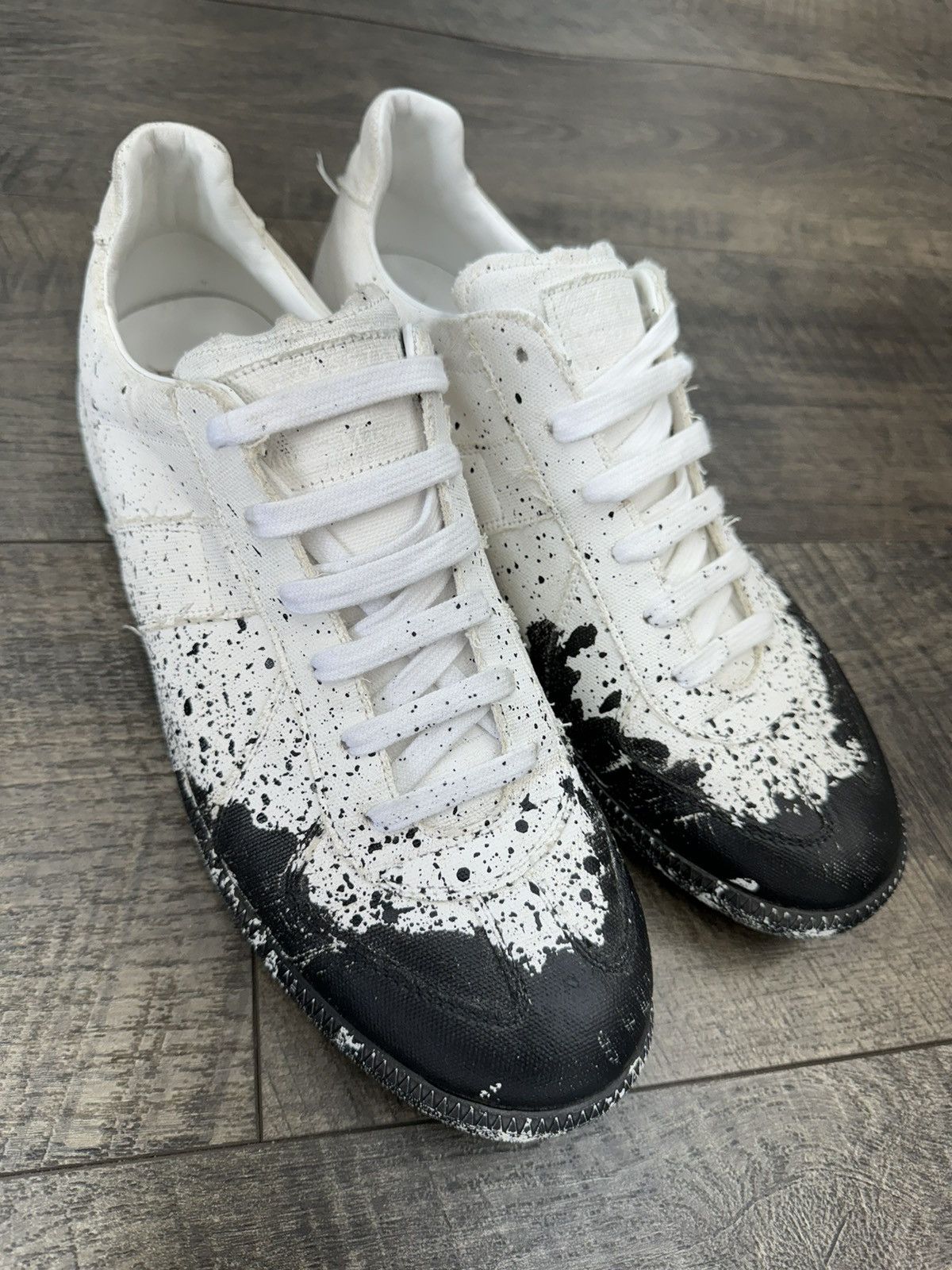 Maison Margiela Replica Gat Black Paint Splatter (46) | Grailed