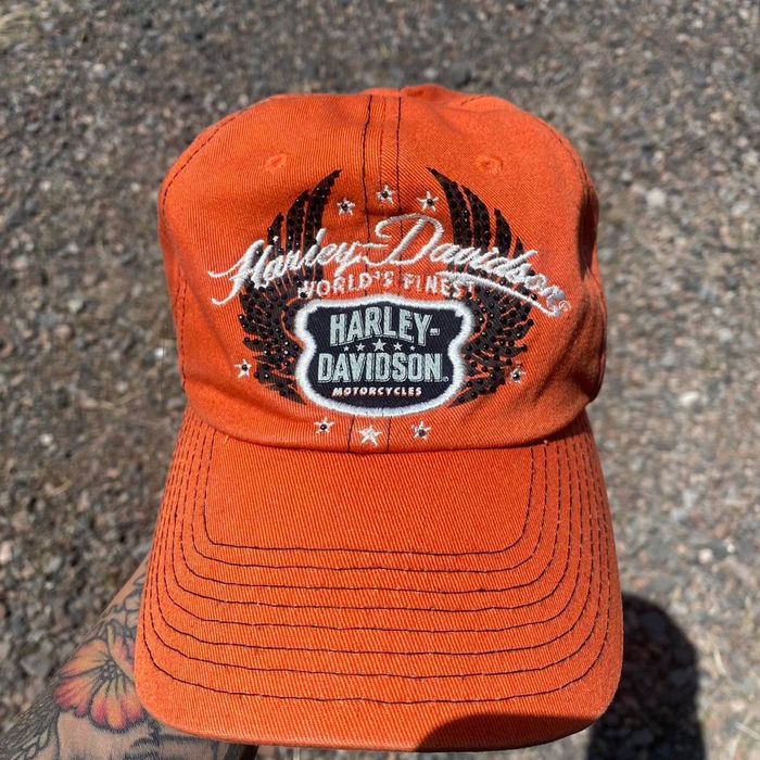 Harley Davidson Orange harley davidson hat | Grailed