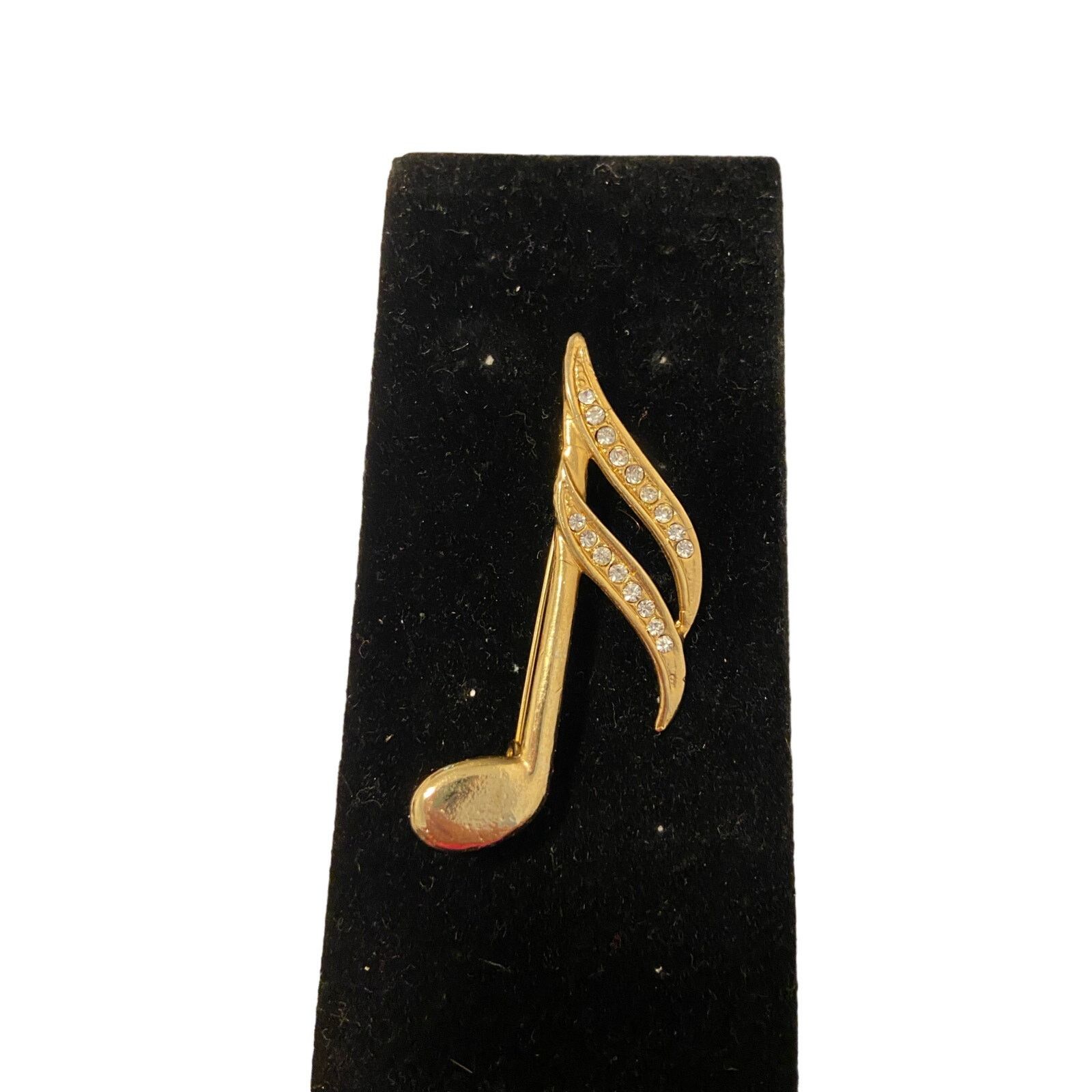 Generic Musical note brooch gold tone rhinestone | Grailed