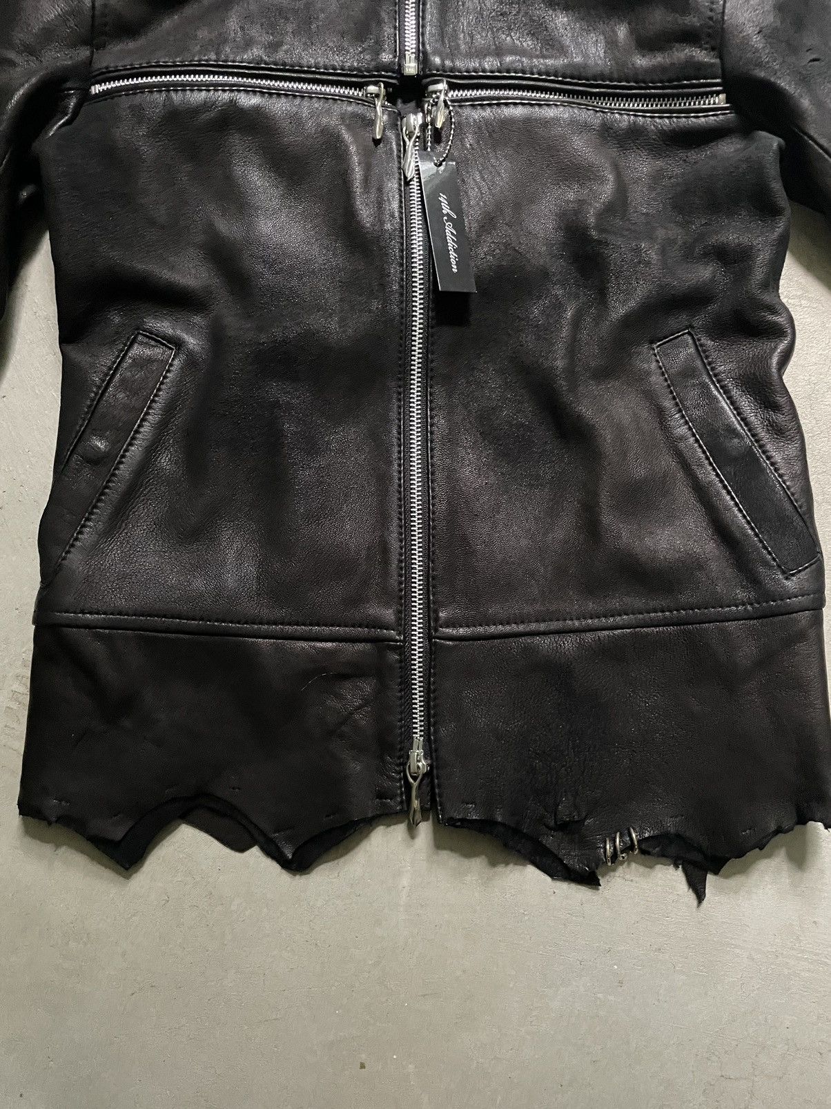 14th Addiction Custom 1/1 Black Cross Zip Leather Jacket | Grailed