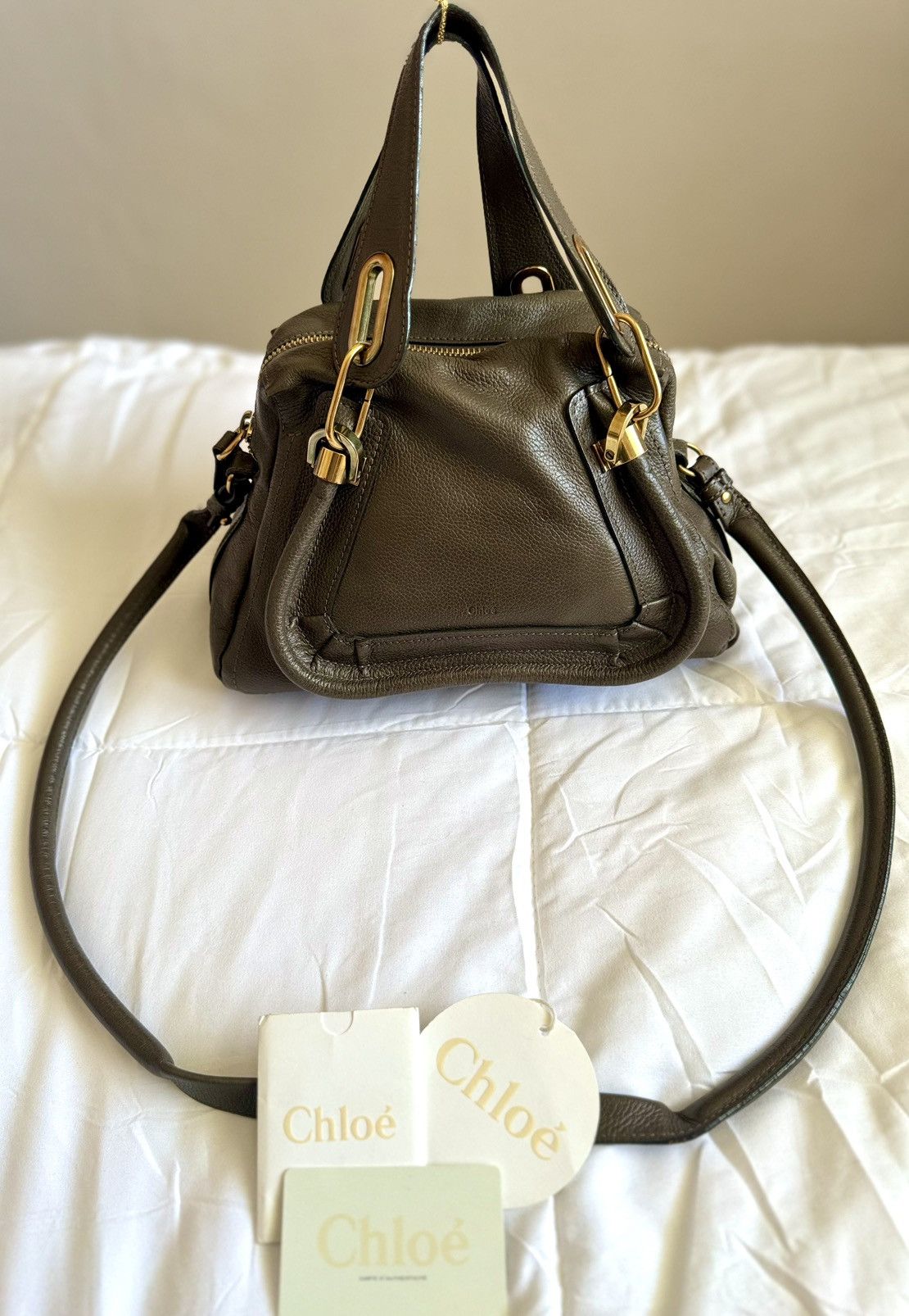 Chloe CHLOÉ Leather Paraty Small Satchel Crossbody Bag in Rock | Grailed