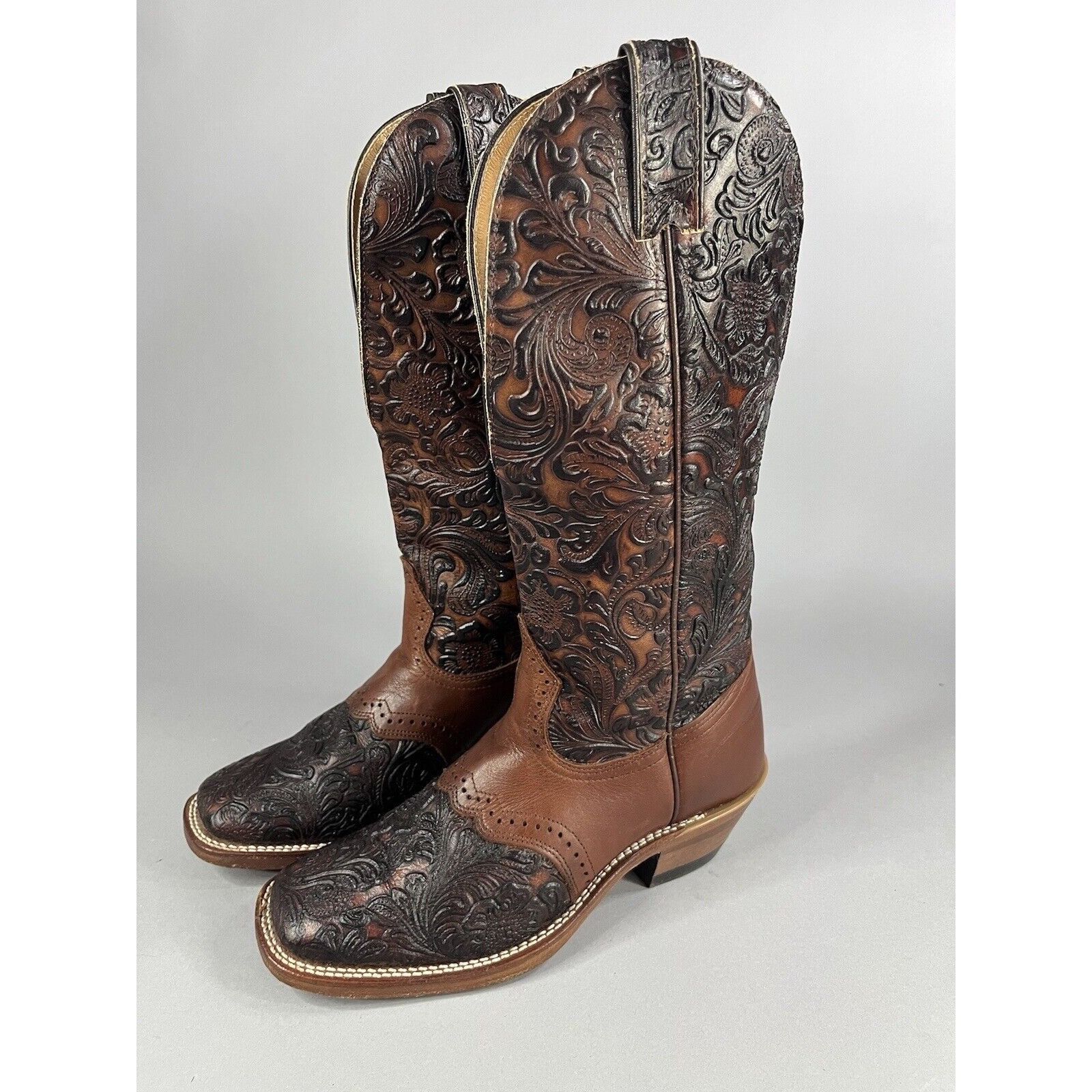 Boulet Boulet Dankan Brown Chestnut Tooled Leather Western Cowboyl ...