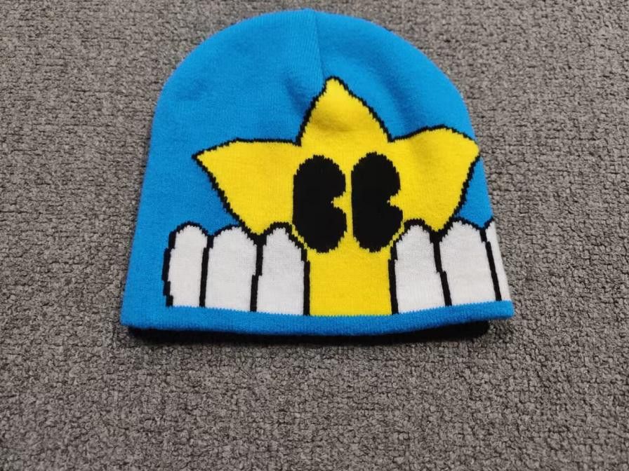 Japanese Brand StarBoy Star Emoji No Cuff Knit Skully Beanie Hat Blue ...