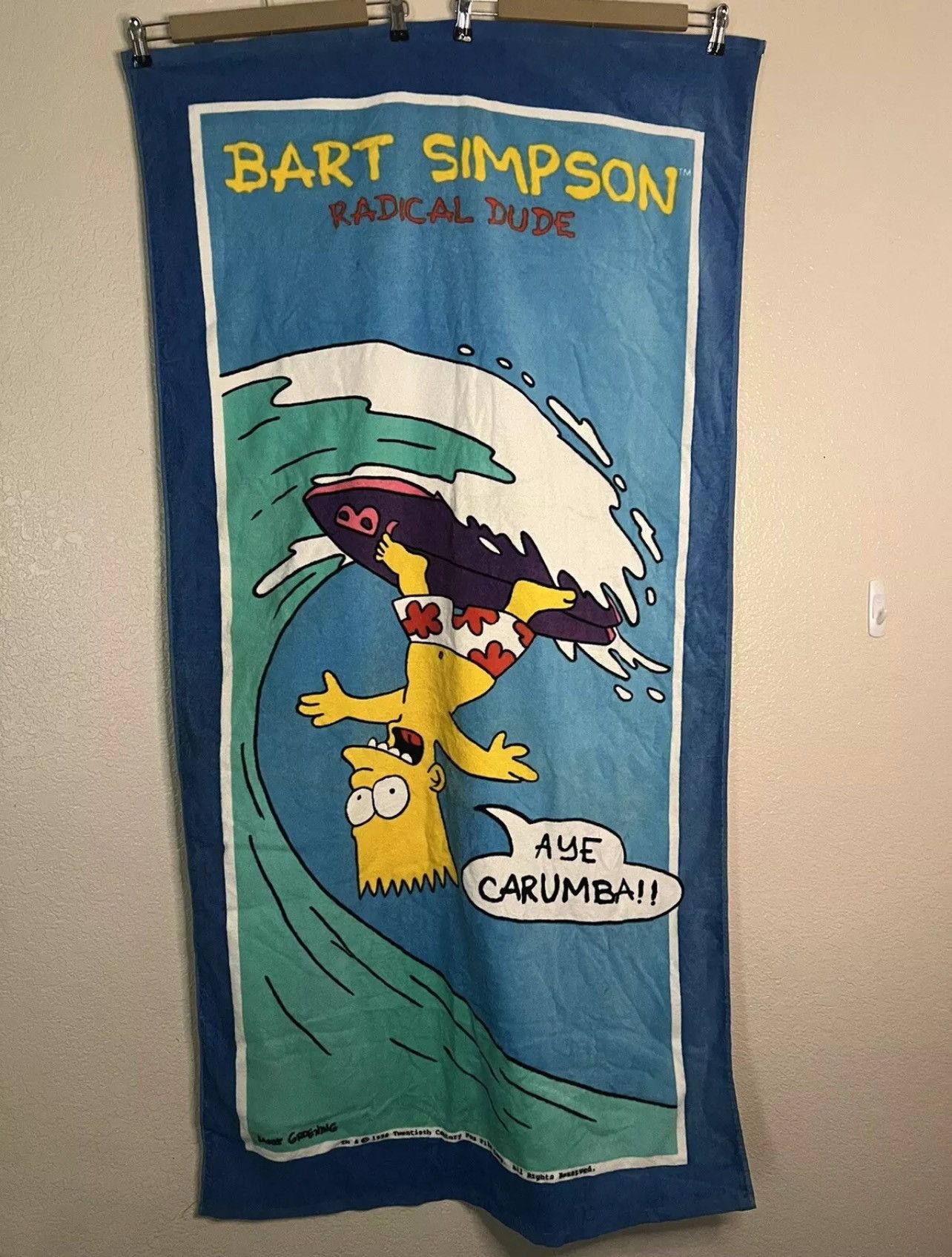 The Simpsons × Vintage Bart Simpson Aye Carumba Surfing Matt Groening ...
