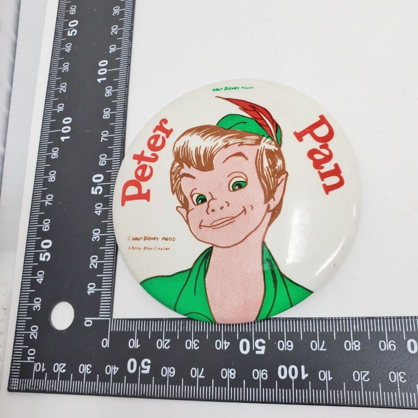 Disney Vintage Walt Disney Productions Peter Pan Large Round Button ...