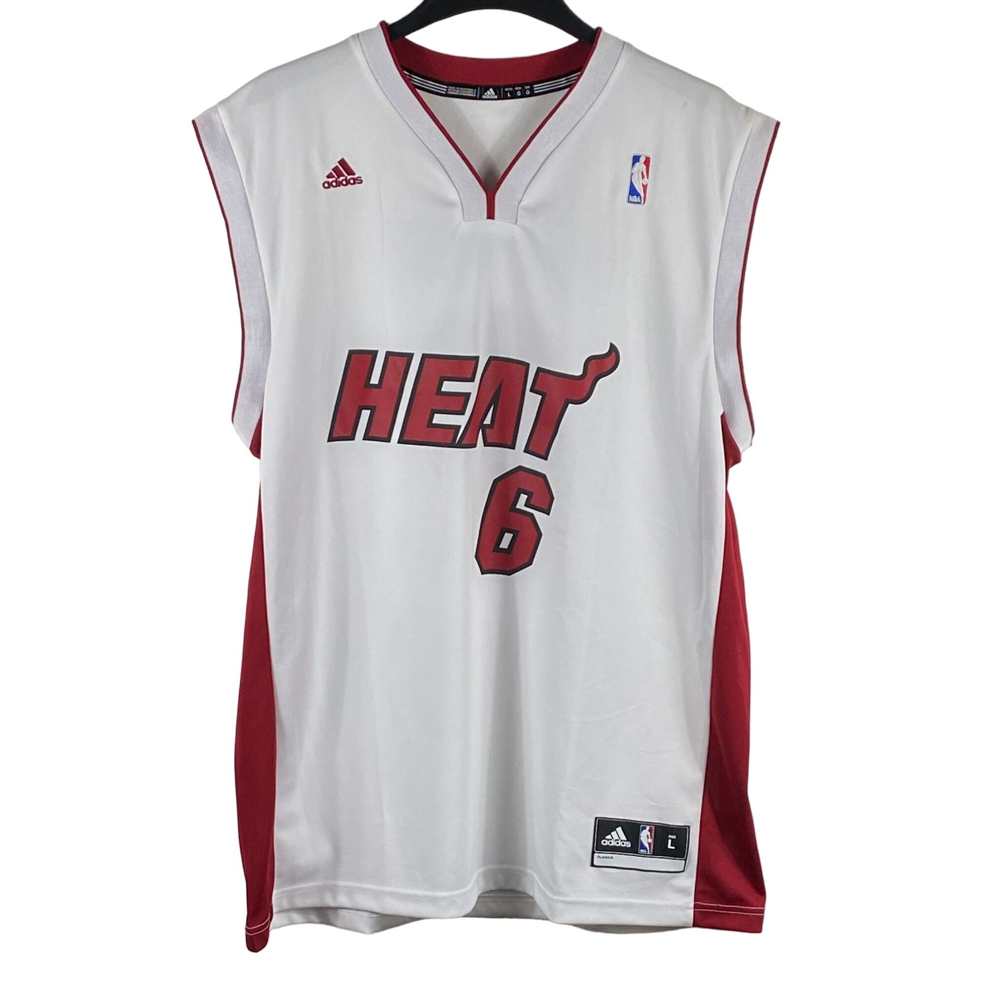 Adidas Adidas Miami Heat #6 Lebron James Jersey White/Red Size Larg ...