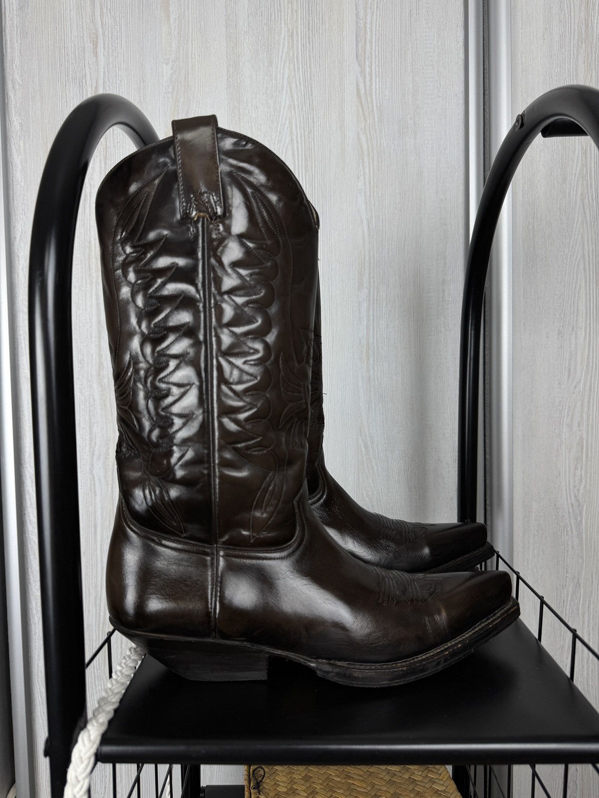 Buffalo London BUFFALO Leather brown cowboy Goodyear welt boots | Grailed