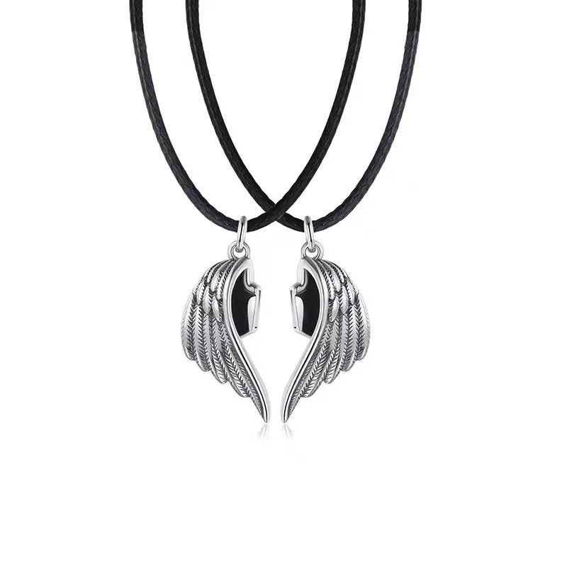 Chain × Skulls × Vintage Couple 2 Pieces Angel Demon Wing Link Chain ...