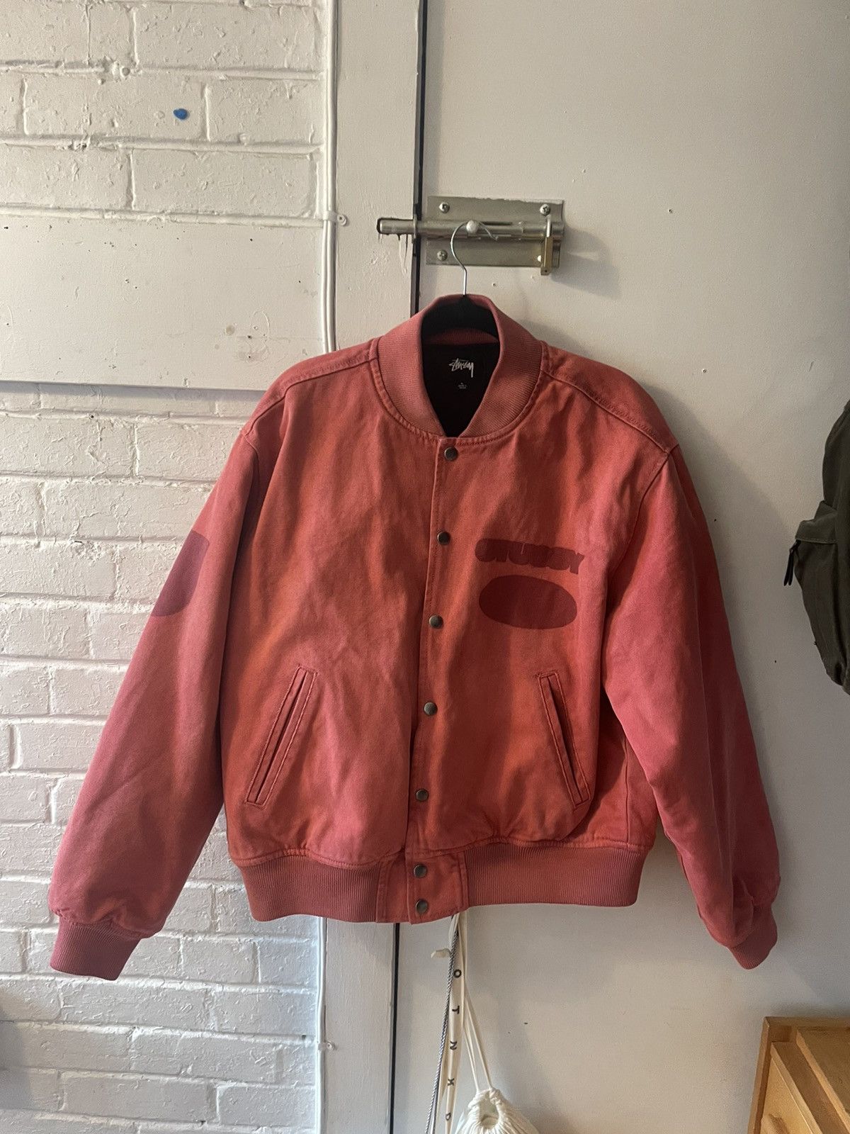 Stussy Stussy Ghost Logo Canvas Varsity Jacket Red | Grailed Stussy Stussy Ghost Logo Canvas Varsity Jacket Red | Grailed