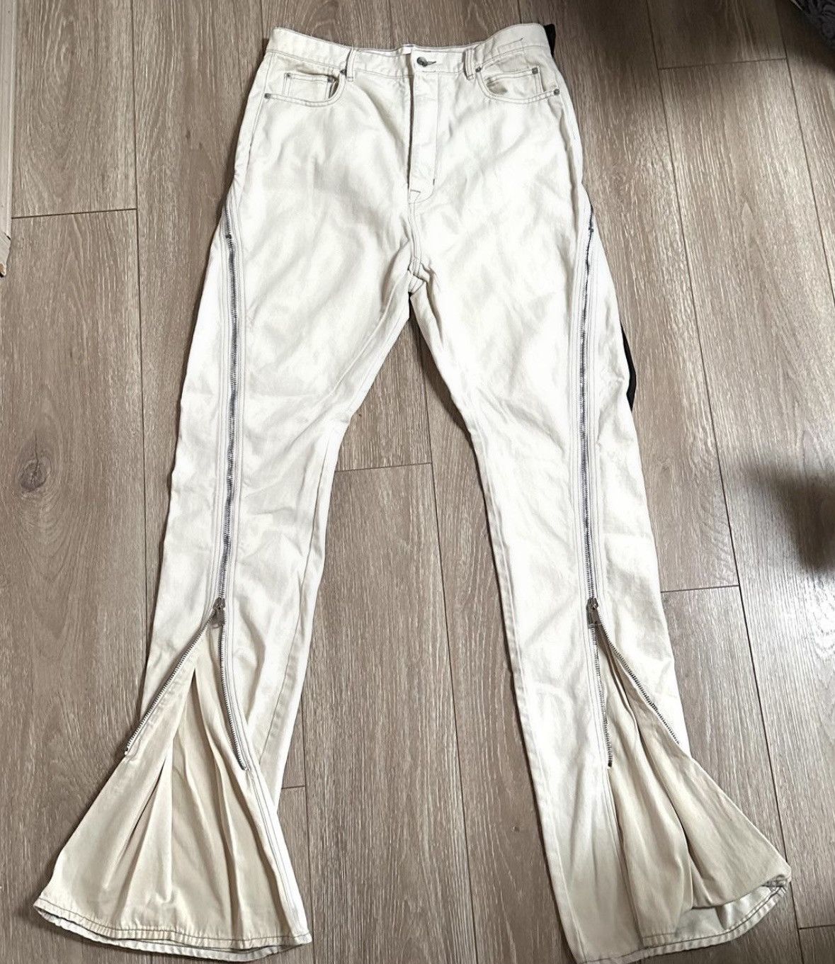 Rick Owens Rick Owens White Banana Cut Bolan Denim | Grailed