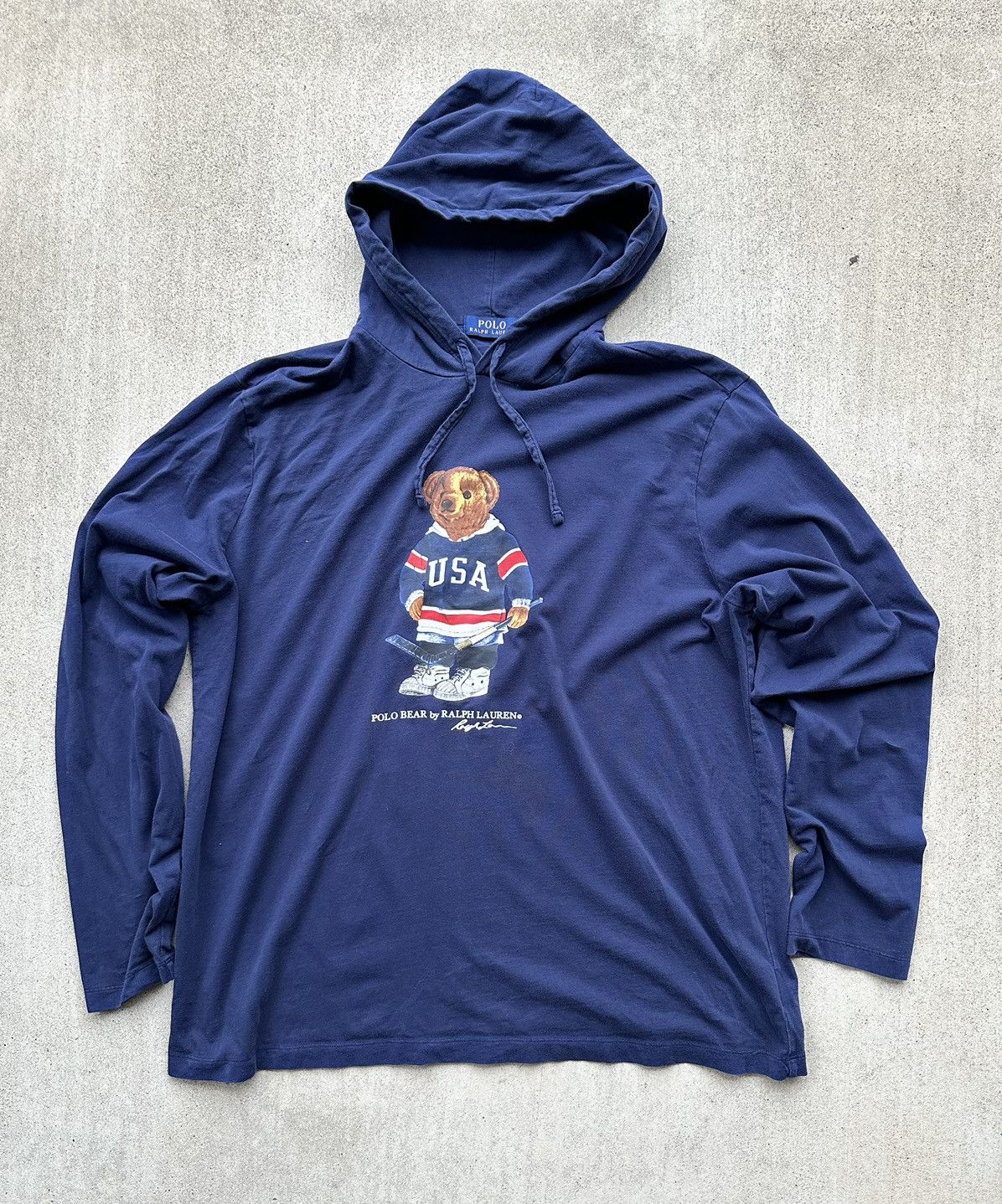 Lo Life × Polo Ralph Lauren Polo Ralph Lauren Xl Hockey Bear Navy Blue ...