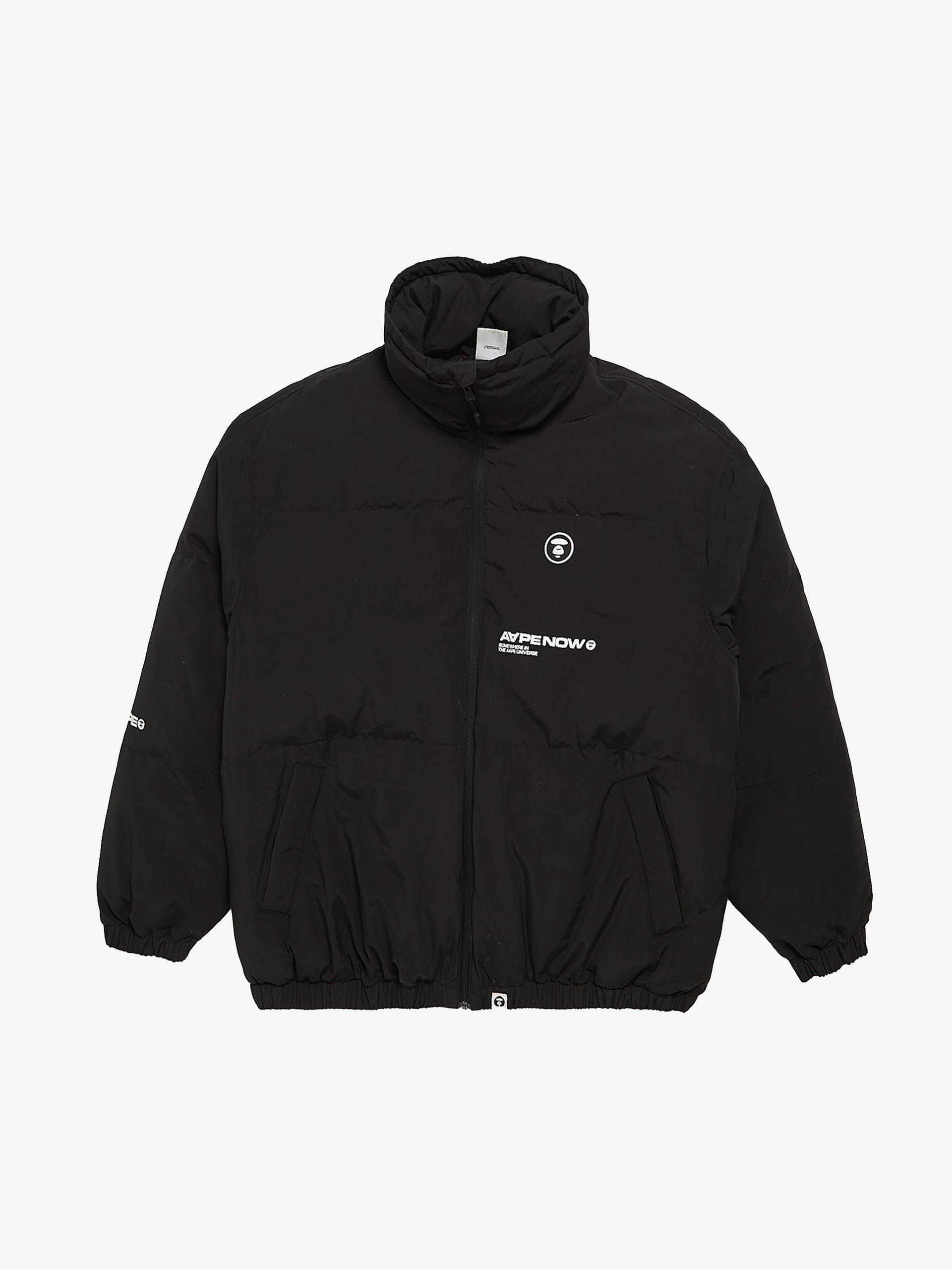 Bape Black Puffer Jacket White Logo | Grailed