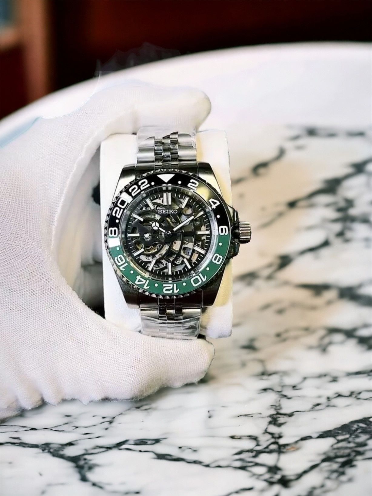 Seiko Seiko Mod GMT Master Sprite Skeleton Jubilee Steel Watch | Grailed