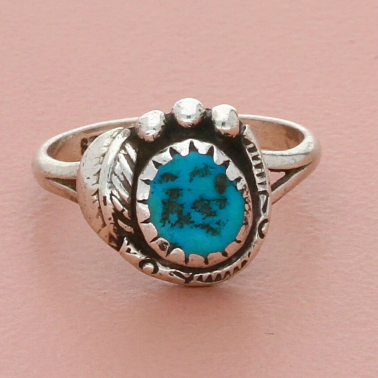 Native navajo sterling silver turquoise feather ring size 3.5 | Grailed