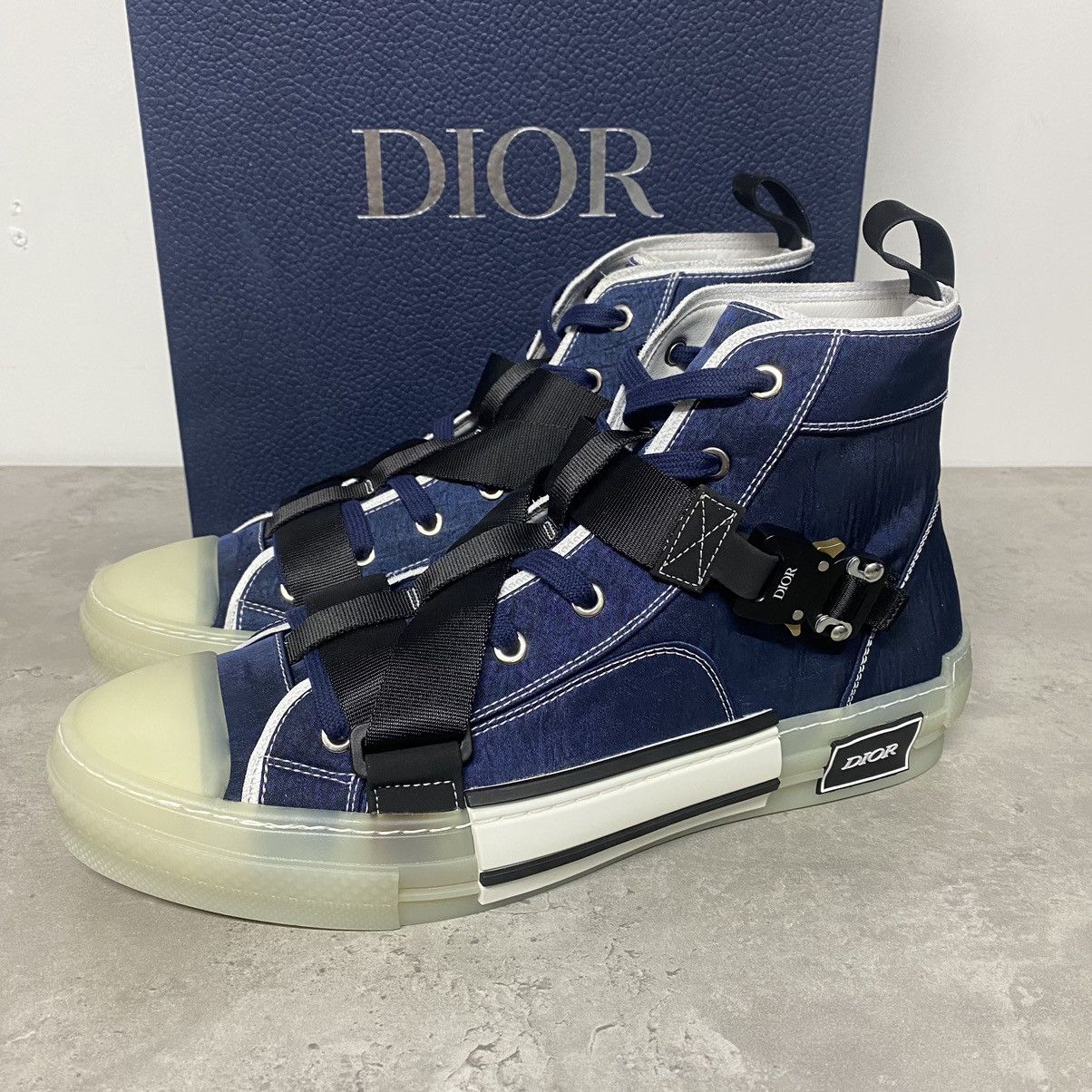 Dior Dior B23 US 9 high top sneaker blue utility men’s trainers | Grailed