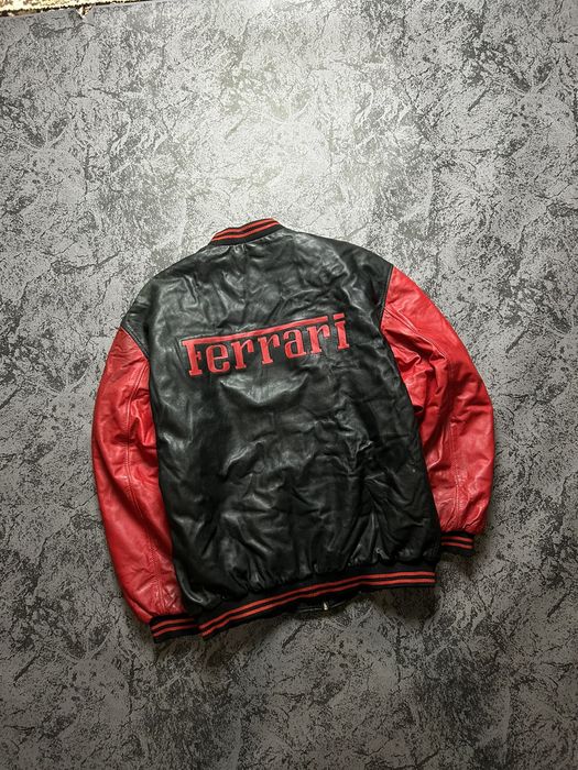Ferrari Vintage Ferarri Leather Jacket Big Logo Black Rare | Grailed
