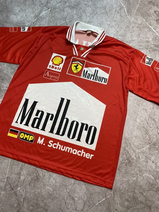 Vintage Vintage Ferrari Marlboro Schumacher All Over Print Polo Tee ...
