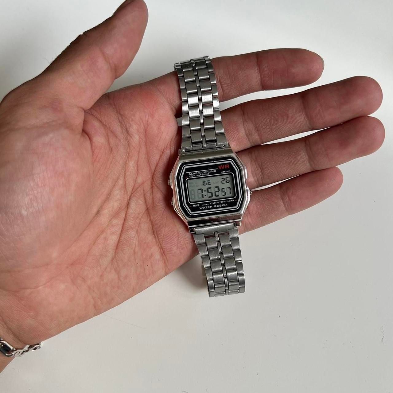 Casio Y2K 2000s vintage retro silver stainless steel digital watch ...