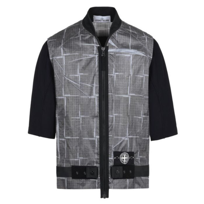 Stone Island Stone Island Paper Poly SI House Check Grid Jacket Black ...