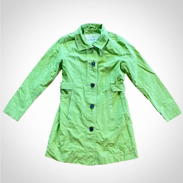 Vintage Eddie Bauer Lime Green Y2k Trench Coat Womens Small | Grailed